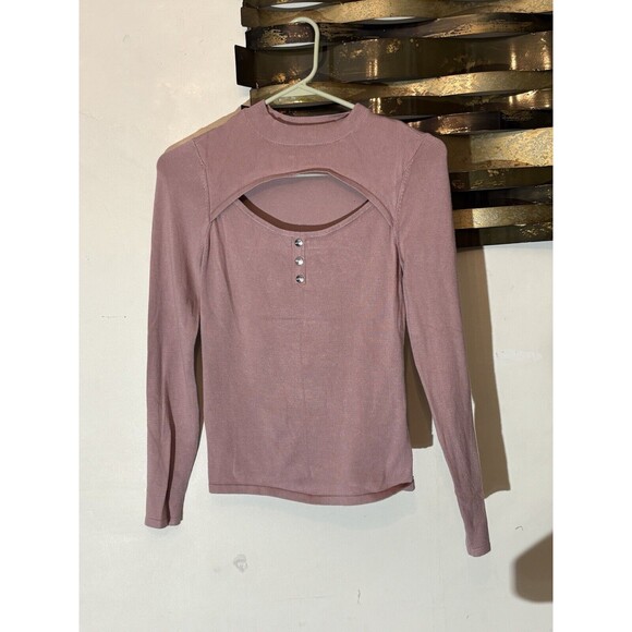 Guess | Tops | Vintage Guess Cut Out Long Sleeve Knit Sweater Pink ...